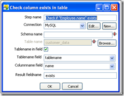Query Inn: Check Table Column Existence in Pentaho
